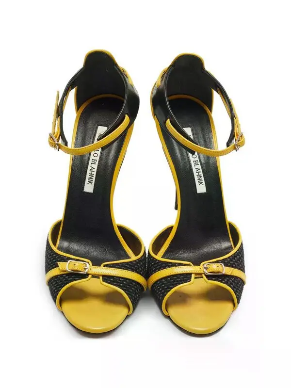 Manolo Blahnik Woven Ankle-strap Sandals
