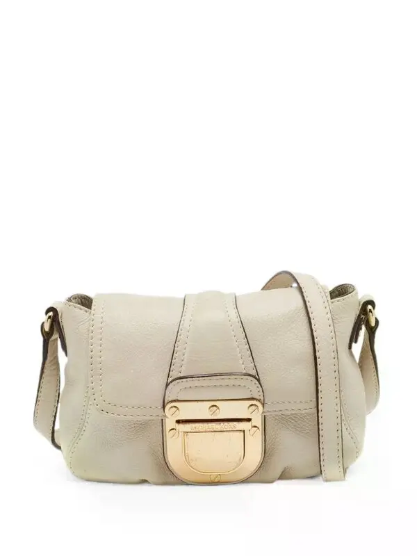 Michael Kors White Leather Flap Crossbody Bag - Neutrals