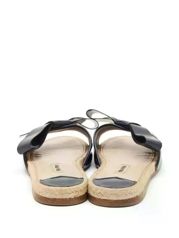 Miu Miu Patent Leather Bow Detail Espadrille Slides