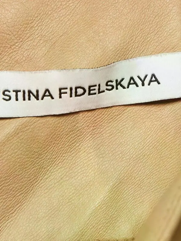 KRISTINA FIDELSKAYA Beige Leather Pleated Trousers