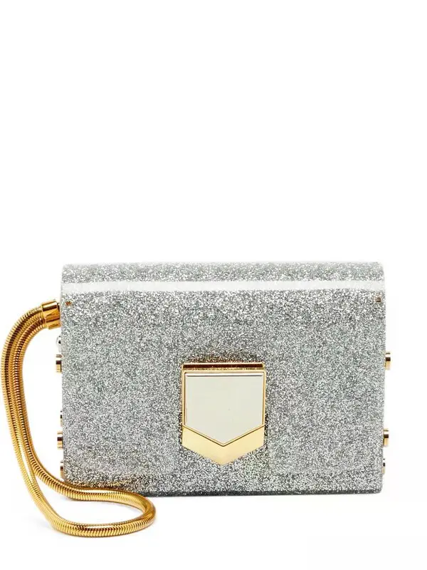 JIMMY CHOO Lockett Glitter Clutch Bag - Silver
