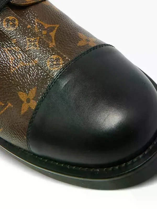 LOUIS VUITTON Monogram Canvas And Leather Lace-up Boots