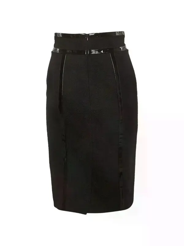 Escada Leather Panel Midi Pencil Skirt