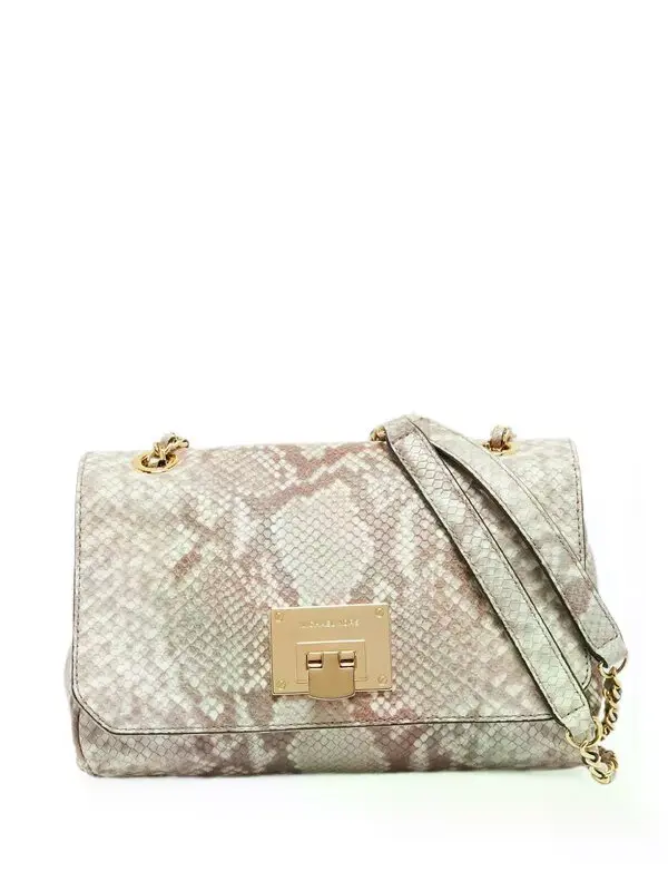 Michael Kors Vivianne Python-embossed Shoulder Bag - White