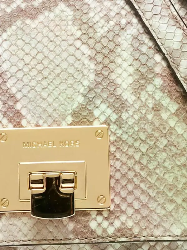 Michael Kors Vivianne Python-embossed Shoulder Bag - White