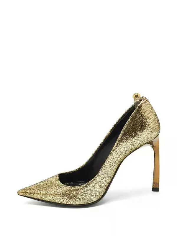LANVIN Textured Pointed-toe Pumps - Gold