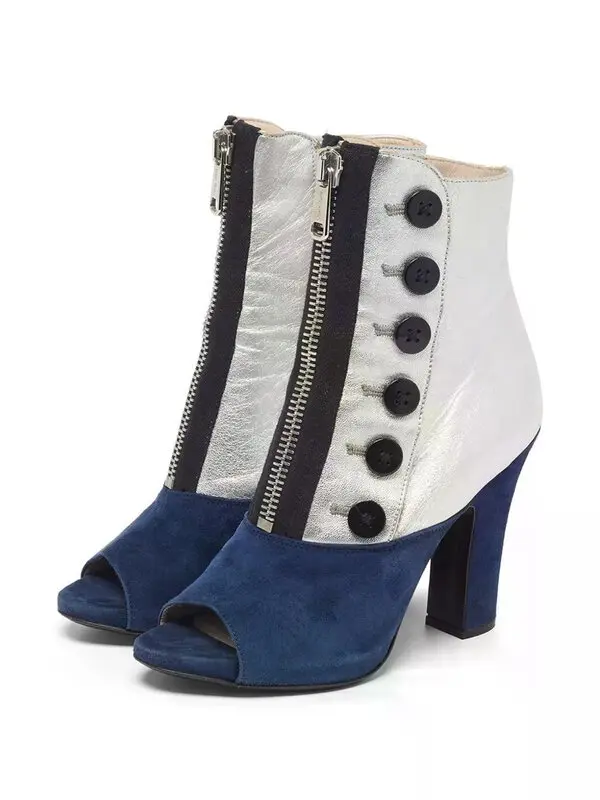 Miu Miu Peep-toe Button-detail Ankle Boots