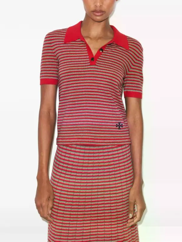 Tory Burch Striped Viscose Polo Shirt