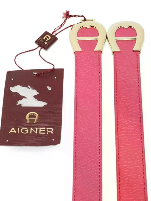 AIGNER Leather Belt With Gold-tone Hardware