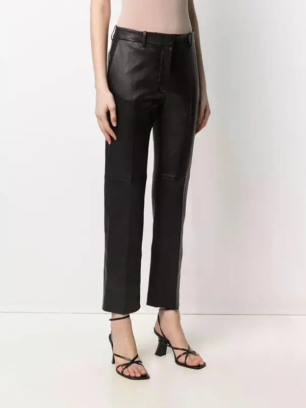 JOSEPH Mid-rise Slim-fit Leather Trousers