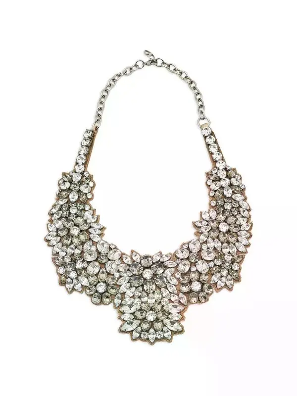 Valentino Garavani Crystal Embellished Cable Link Necklace - Silver