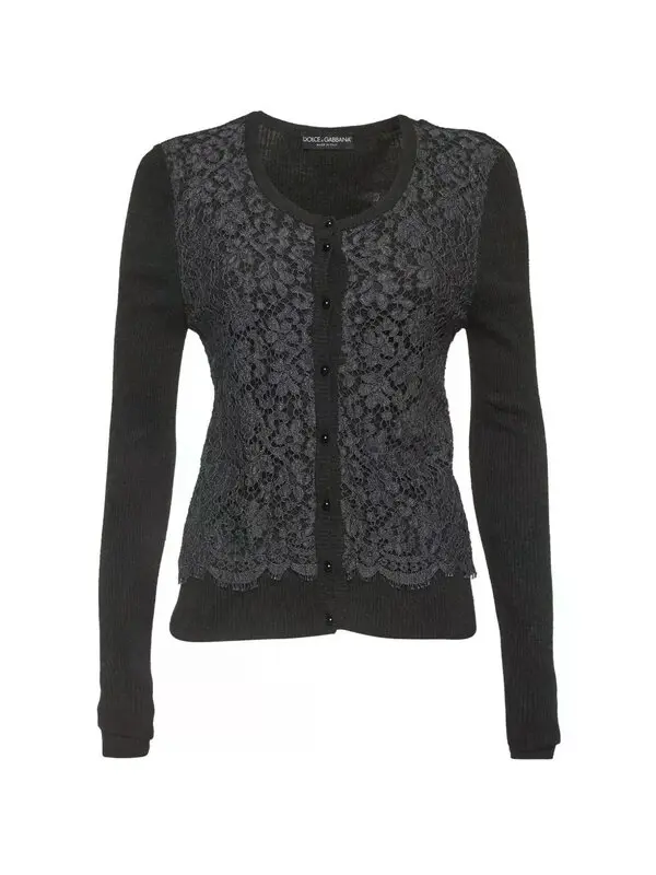 Dolce & Gabbana Lace-panel Rib-knit Cardigan