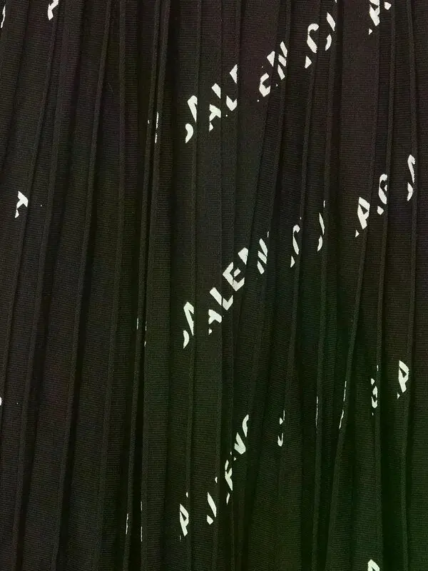 Balenciaga Logo Print Pleated Midi Skirt