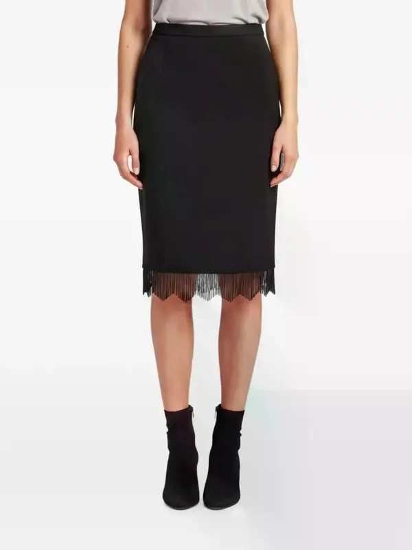 Chloé Beaded Fringe Midi Skirt - Black