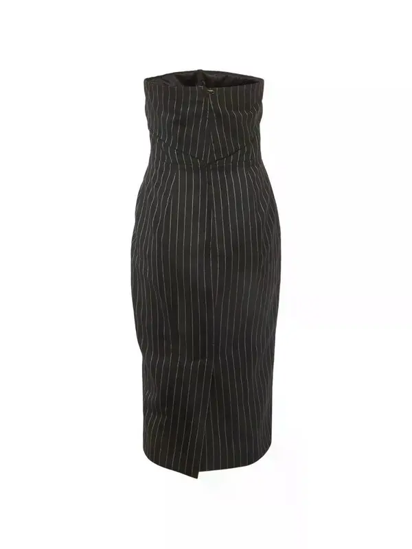 Dolce & Gabbana Pinstripe Strapless Midi Dress - Black