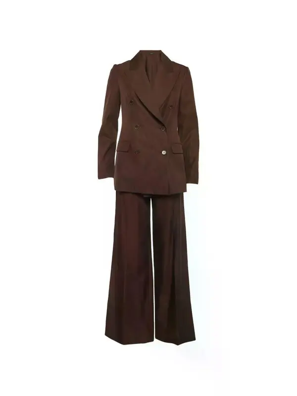 JOSEPH Double-breasted Silk Suit - Brown