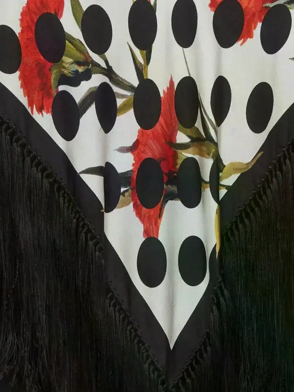 Dolce & Gabbana Floral Print Polka-dot Fringed Mini Dress