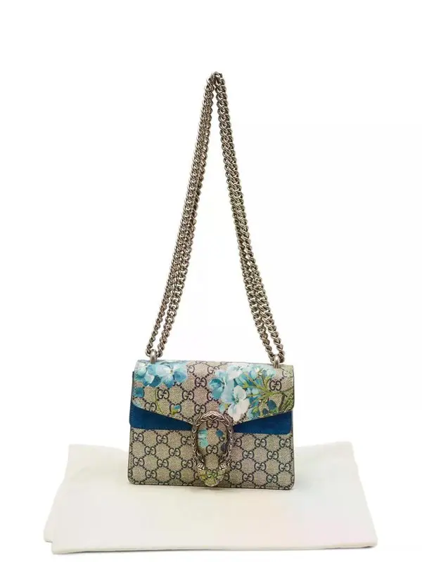 Gucci Mini Dionysus Gg Supreme Shoulder Bag With Floral Print And Tiger Head Closure