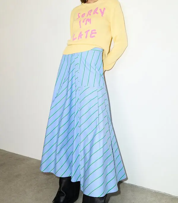 Max & Co. Striped Asymmetric Midi Skirt
