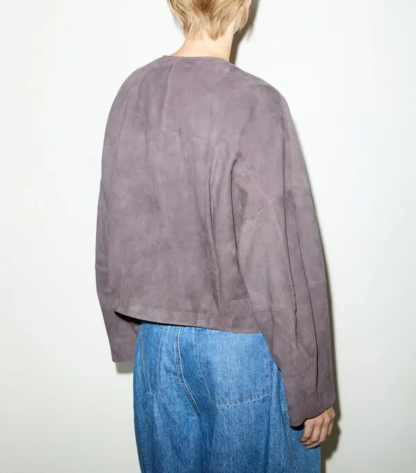Max & Co. Suede Collarless Jacket - Brown