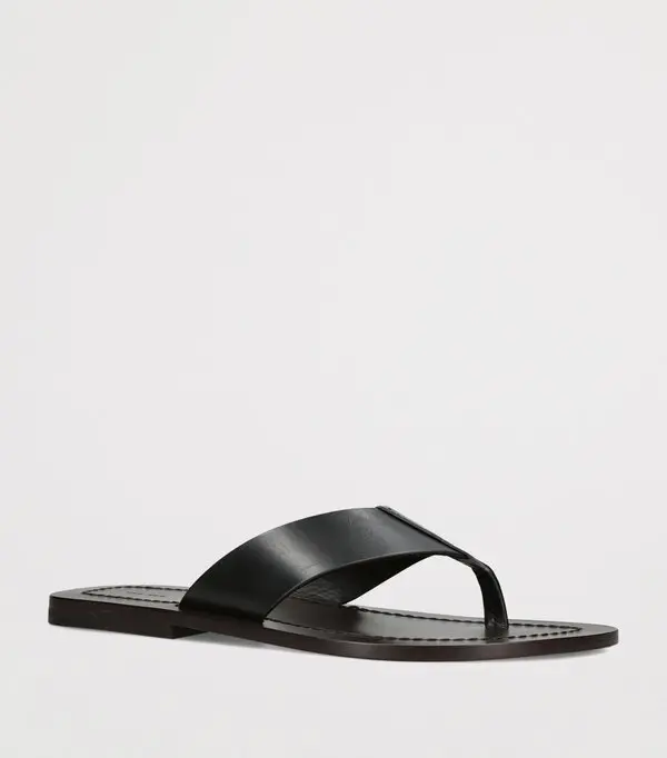 THE ROW Dan Leather Flip Flops - Black