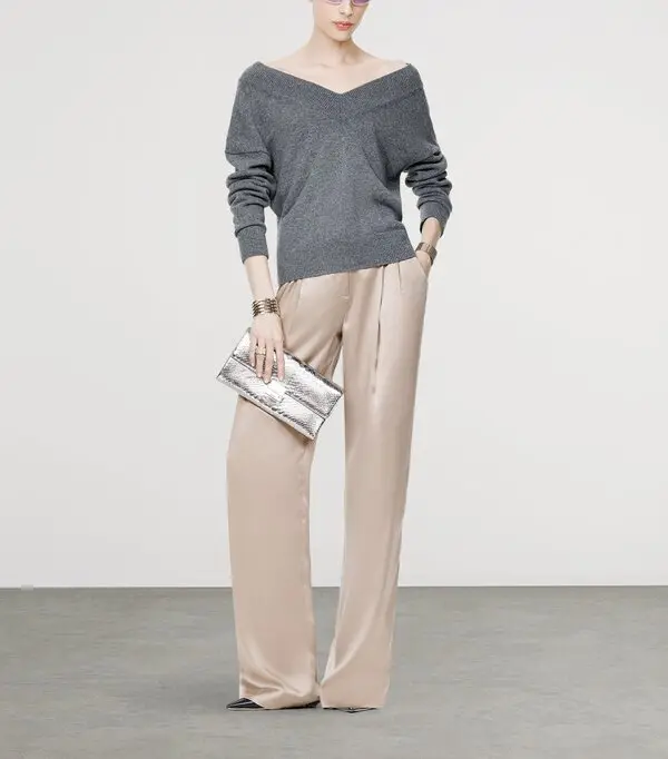 TOM FORD Stretch-cashmere V-neck Off-the-shoulder Sweater