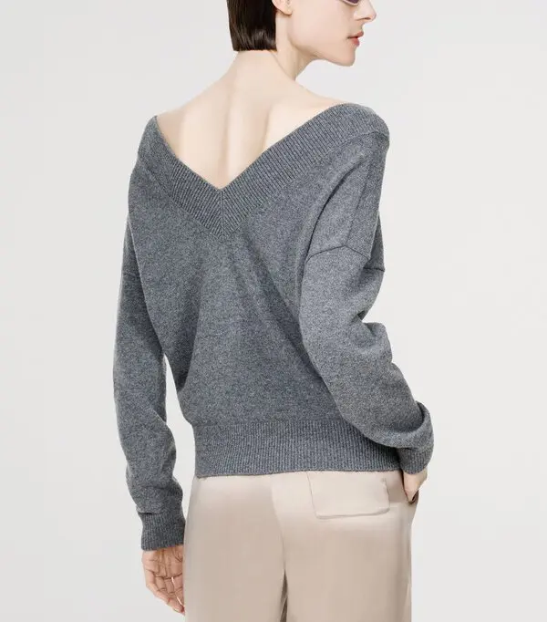 TOM FORD Stretch-cashmere V-neck Off-the-shoulder Sweater