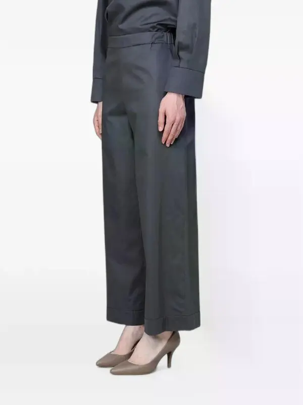 Max Mara Cotton Wide Leg Cropped Trousers - Grey
