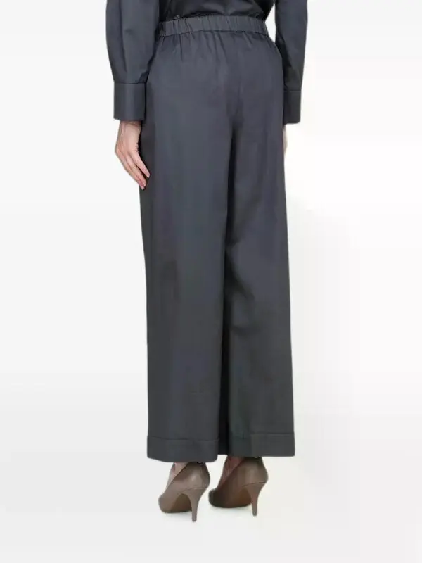 Max Mara Cotton Wide Leg Cropped Trousers - Grey