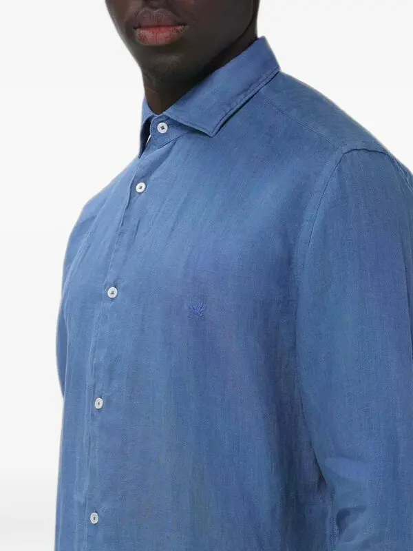 BROOKSFIELD Embroidered-logo Linen Shirt