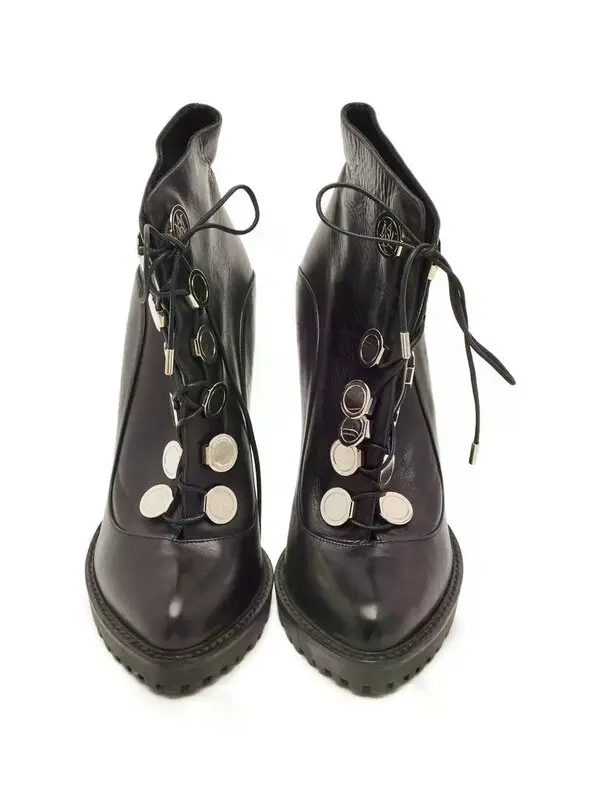 Alexander McQueen Leather Ankle Boots With Silver-tone Button Embellishments