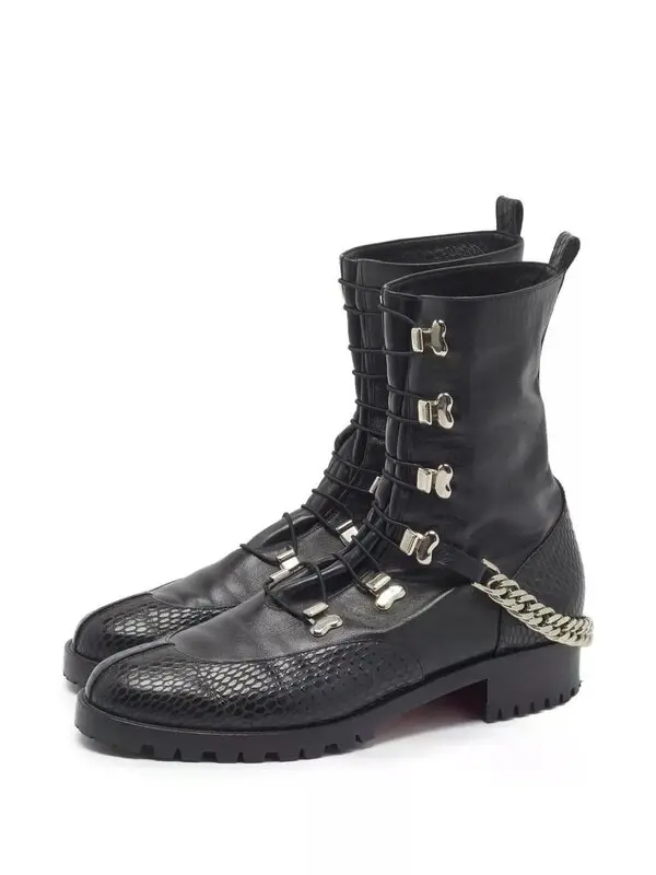CHRISTIAN LOUBOUTIN Chain-strap Detail Combat Boots