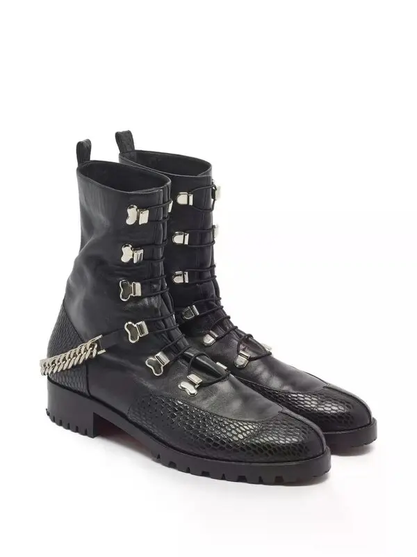 CHRISTIAN LOUBOUTIN Chain-strap Detail Combat Boots