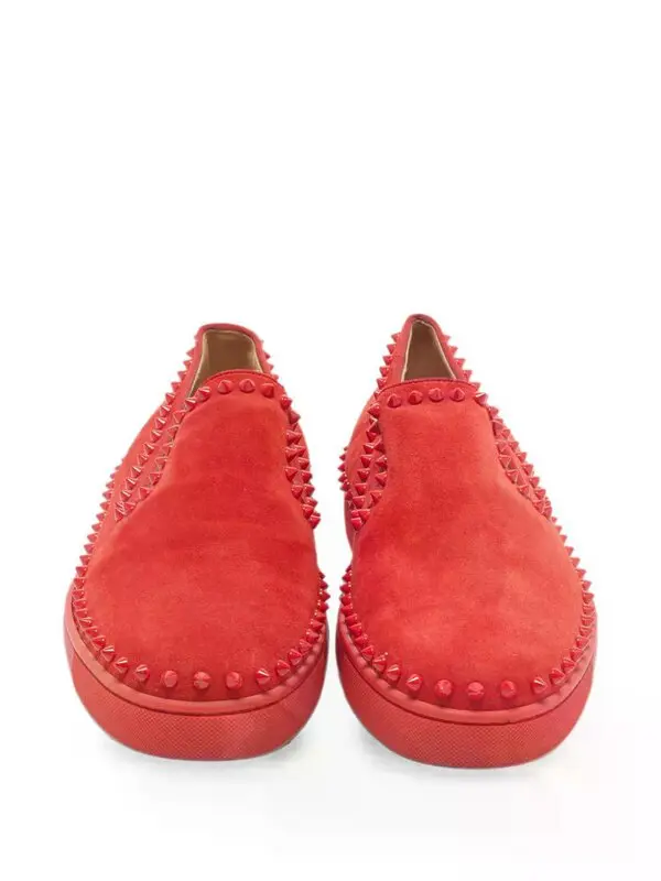CHRISTIAN LOUBOUTIN Suede Spike Embellished Slip-on Sneakers