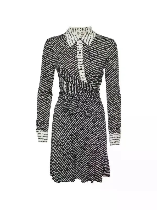 Diane Von Furstenberg All-over Logo Print Wrap Midi Dress - Black