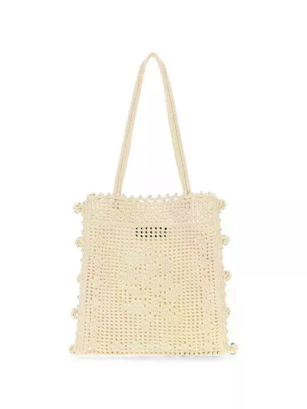 Miu Miu Crochet Shoulder Bag With Pompom Detailing