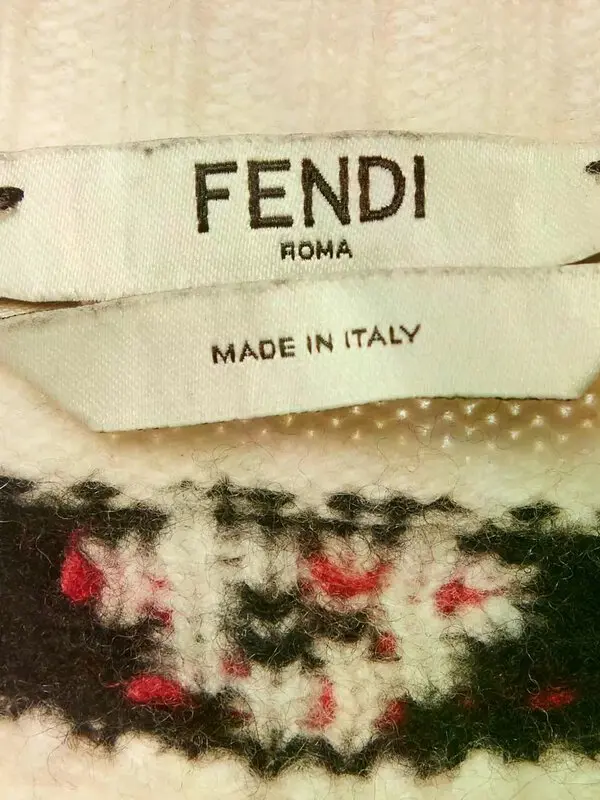 Fendi Cable Knit Boat Neck Sweater