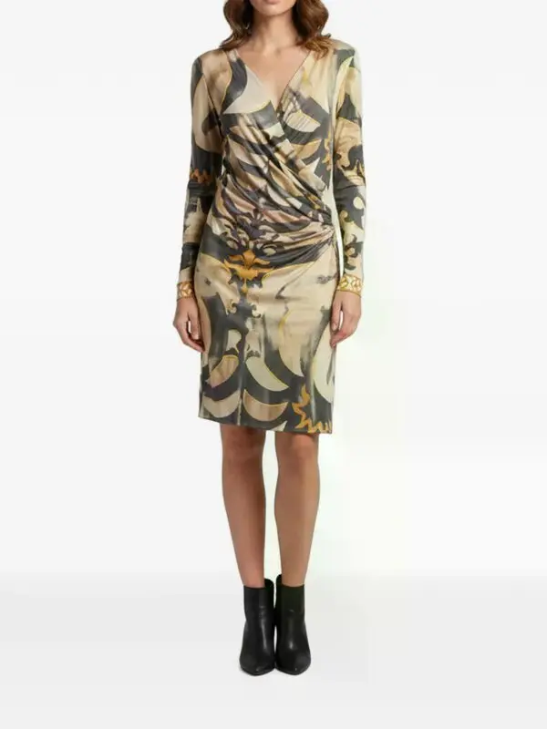 Emilio Pucci Abstract Print Silk Midi Dress - Neutrals