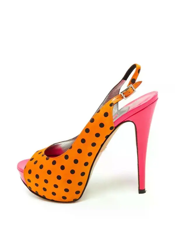 GINA Polka-dot Satin Heeled Sandals - Gold