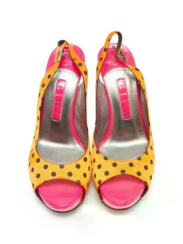 GINA Polka-dot Satin Heeled Sandals