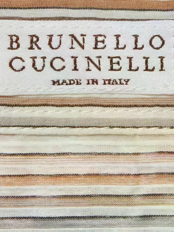 Brunello Cucinelli Vertical Stripe Shirt With Monili Embellishment - Neutrals