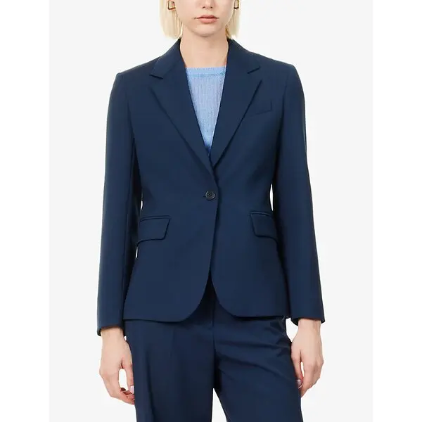 Max Mara Lamine Single-breasted Wool Blazer - Navy