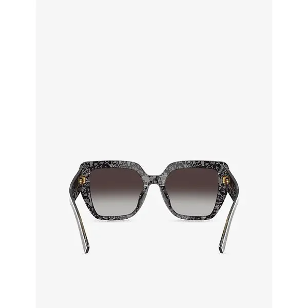 Dolce & Gabbana Dg4538 Square Frame Acetate Sunglasses With Lace Pattern - Grey
