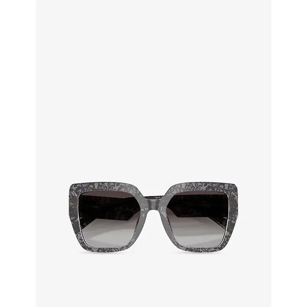 Dolce & Gabbana Dg4538 Square Frame Acetate Sunglasses With Lace Pattern - Grey