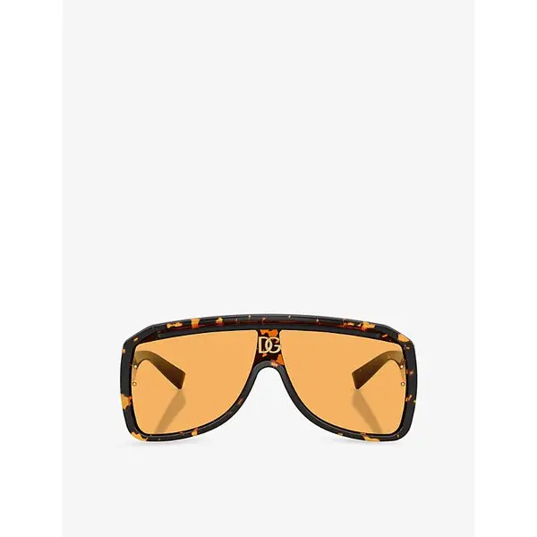 Dolce & Gabbana Shield-frame Acetate Sunglasses - Brown