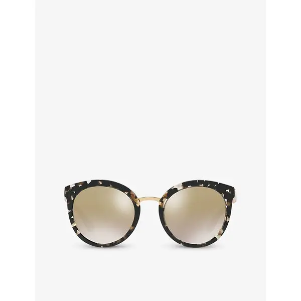 Dolce & Gabbana Round Frame Tortoiseshell Acetate Sunglasses - Black
