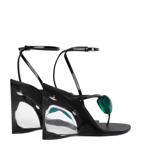 Alaïa Leather Invisible Jewel Wedge Sandals