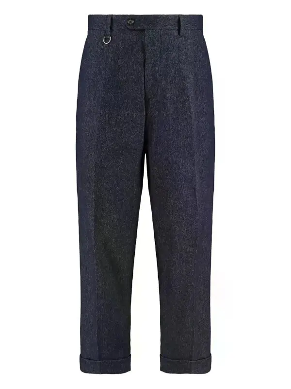 PAOLO PECORA Navy Pleated Trousers