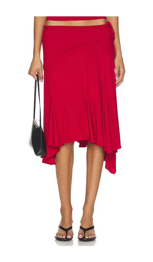 With Jéan Asymmetrical Drawstring Skirt - Red