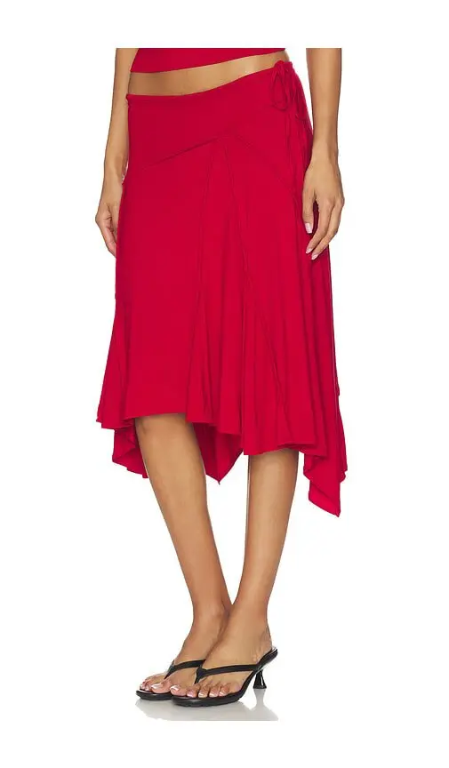 With Jéan Asymmetrical Drawstring Skirt - Red
